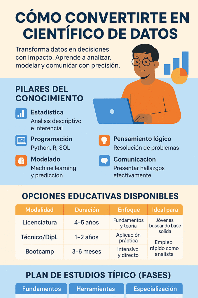 ¿Cómo formarte para ser Científico de Datos? Guía académica y práctica