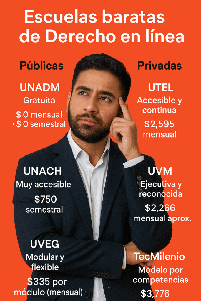 Universidades baratas para estudiar derecho en línea 2025